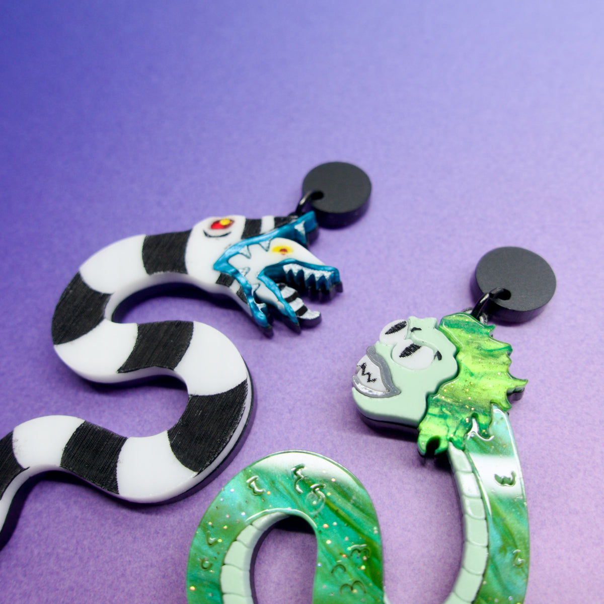 Beetlejuice Mismatched Sandworm & Snake Earrings Edenki – edenki